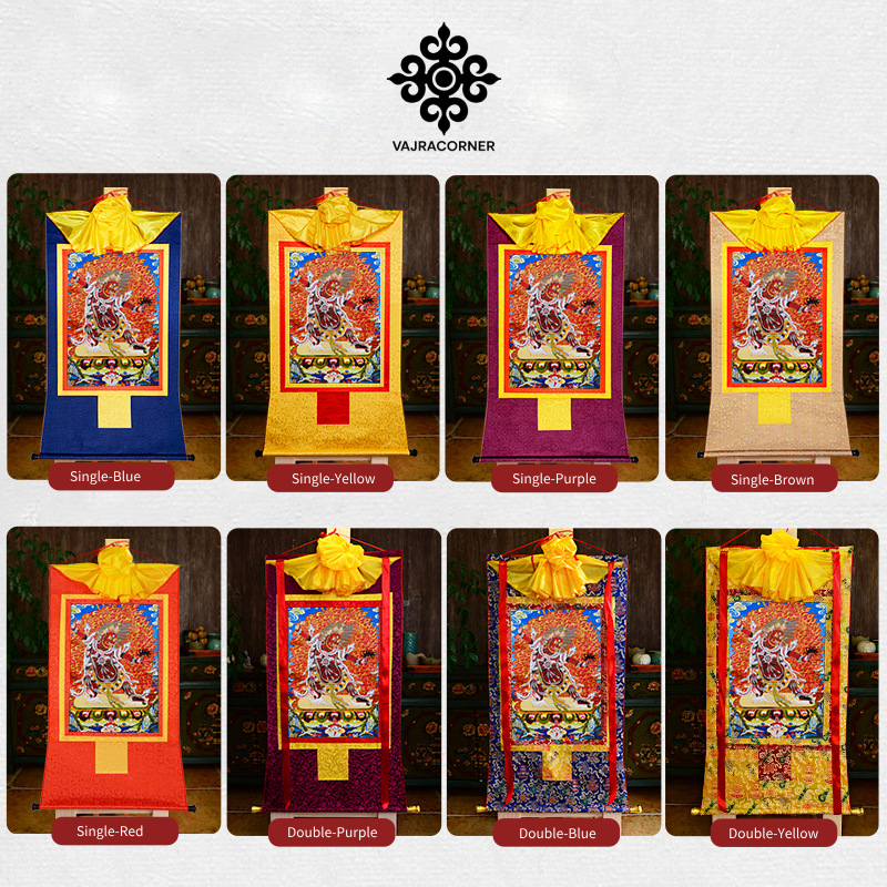 Gilded Tibetan Wrathful Guru Rinpoche Thangka – Handcrafted Buddhist ...